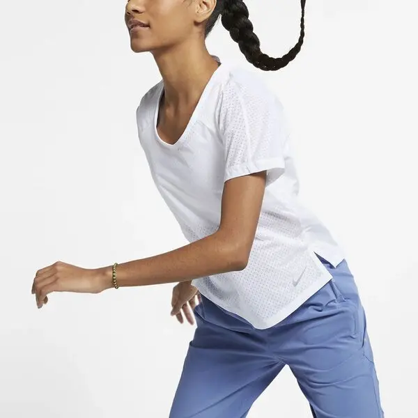 Nike Breathe Miler Running Short Sleeve Top - White