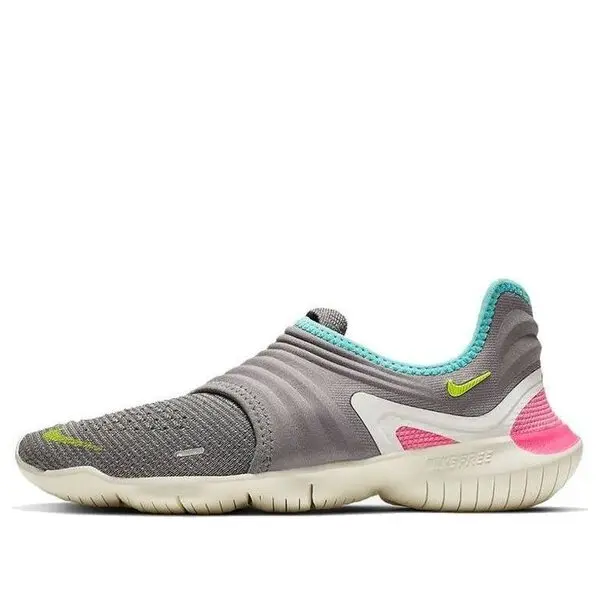 Nike Free Rn Flyknit 3.0 Athletic Sneakers - Gray/pink/yellow