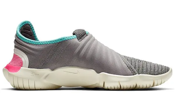 Nike Free Rn Flyknit 3.0 Athletic Sneakers - Gray/pink/yellow