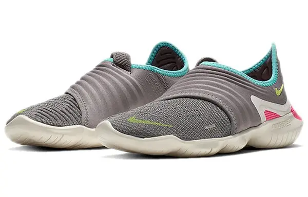 Nike Free Rn Flyknit 3.0 Athletic Sneakers - Gray/pink/yellow
