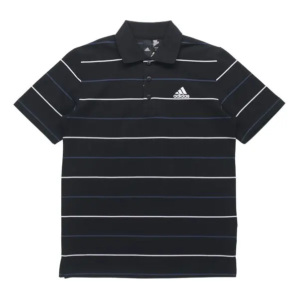 Adidas Fi Polo Yarndye Striped Sports Short-sleeved Polo Shirt - Black