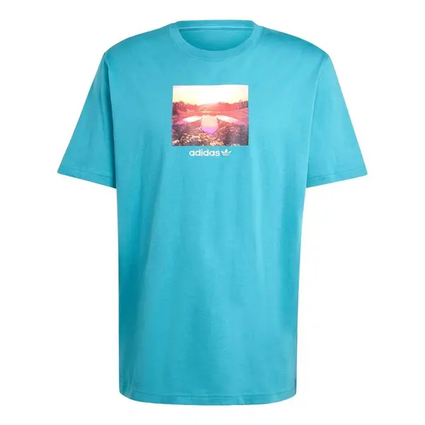 Adidas Sunset Graphic T-shirt Asia Sizing 'teal - Arctic Fusion