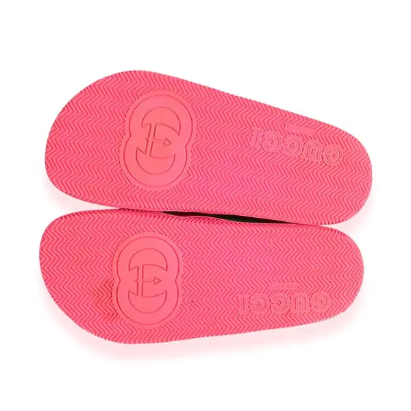 Gucci Web Stripe Slide Sandals - Pink/green