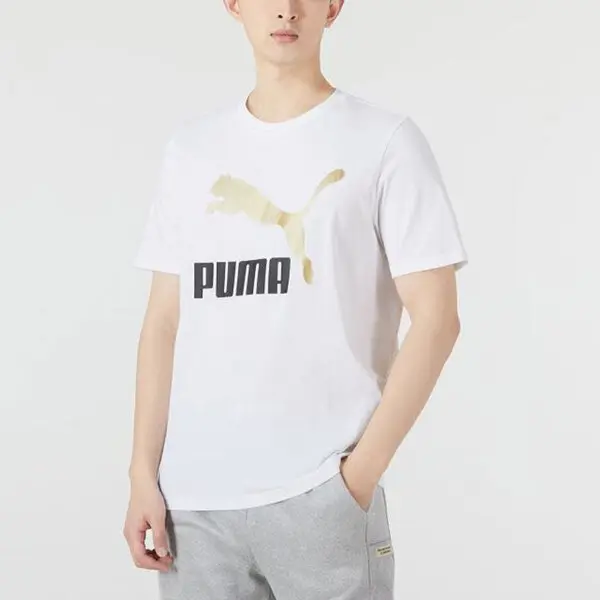 PUMA Classics Logo Metallic Tee - White