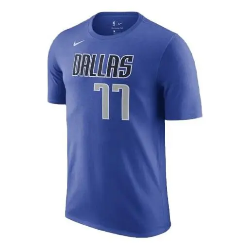 Nike Dallas Mavericks Doncic No. 77 Short Sleeve T-shirt - Blue