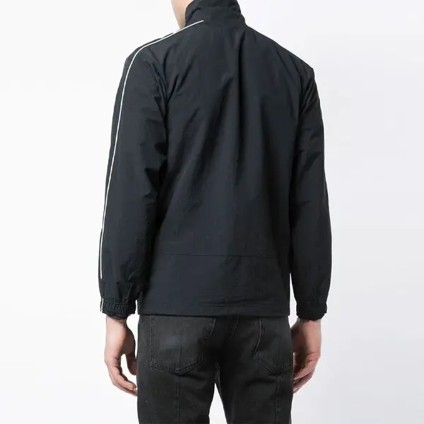Off-White Solid Color Stand Collar Zipper Jacket Slim Fit Version Black