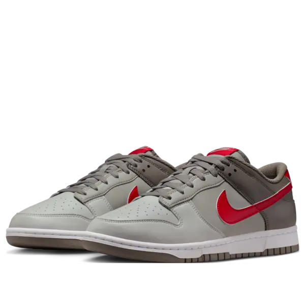 Nike Dunk Low Retro Sneakers - Grey/medium Grey/red