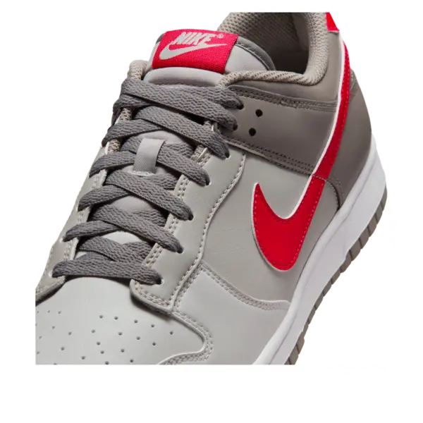Nike Dunk Low Retro Sneakers - Grey/medium Grey/red