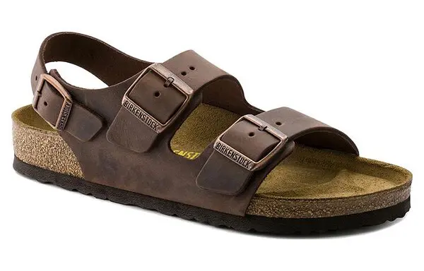 BIRKENSTOCK Milano Oiled Leather Sandals - Brown
