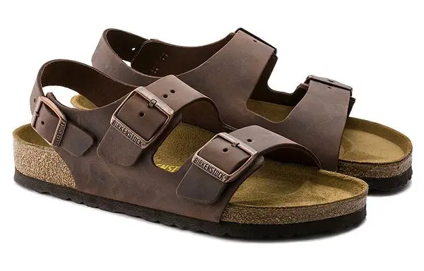 BIRKENSTOCK Milano Oiled Leather Sandals - Brown