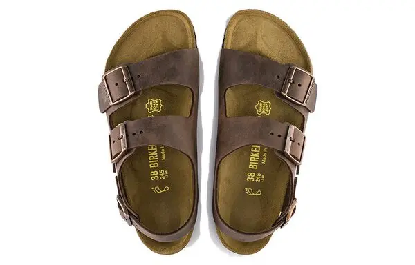 BIRKENSTOCK Milano Oiled Leather Sandals - Brown