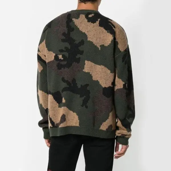 Off-White Loose Camouflage Knit Sweater
