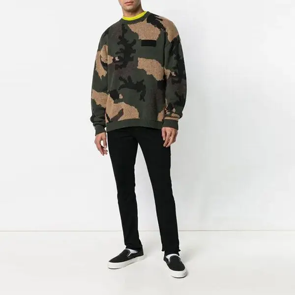 Off-White Loose Camouflage Knit Sweater