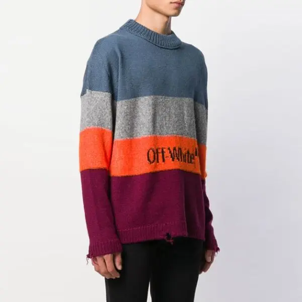 Off-White Colorblock Striped Crewneck Sweater