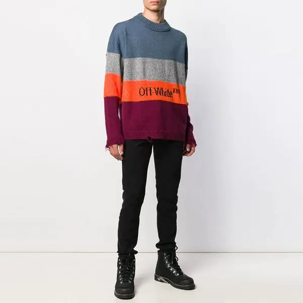 Off-White Colorblock Striped Crewneck Sweater
