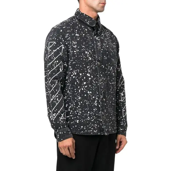 Off-White Fw22 Twill Printing Single Breasted Long Sleeves Ordinary Version Black Shirt