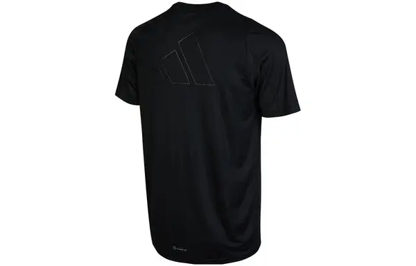 Adidas Solid Color Logo Printing Sports Round Neck Short Sleeve Black