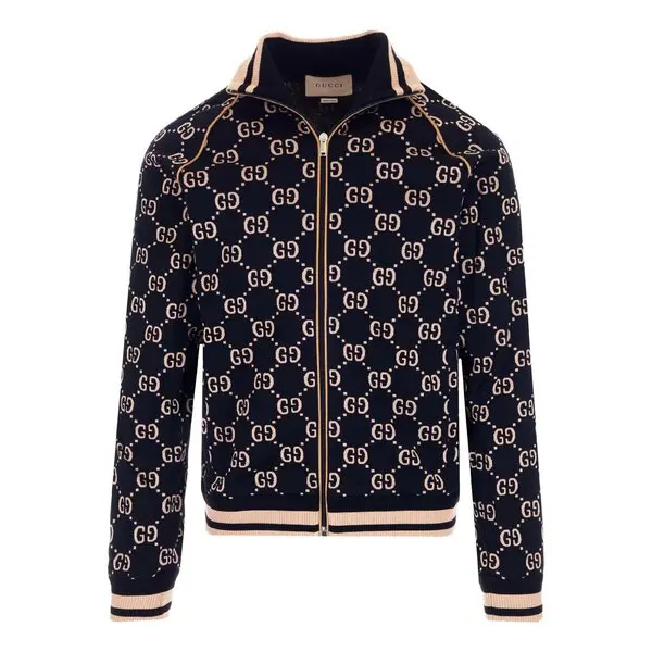 Gucci Gg Gersey Cotton Jacket - Black/camel/green