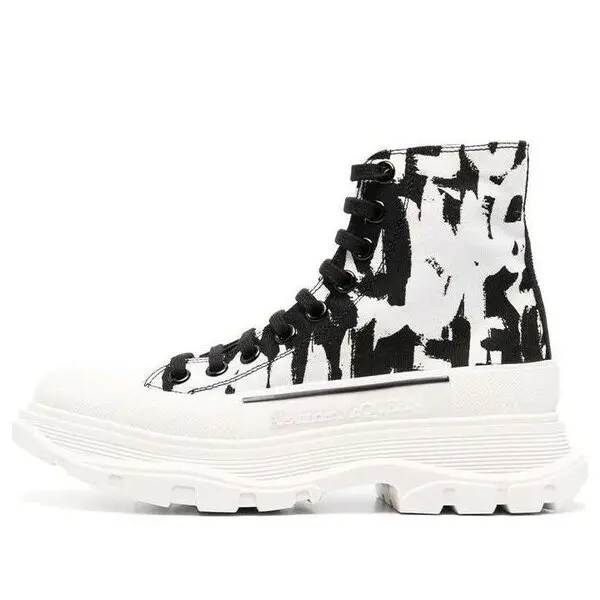 Alexander McQueen Graffiti Tread Slick Boots - White/black