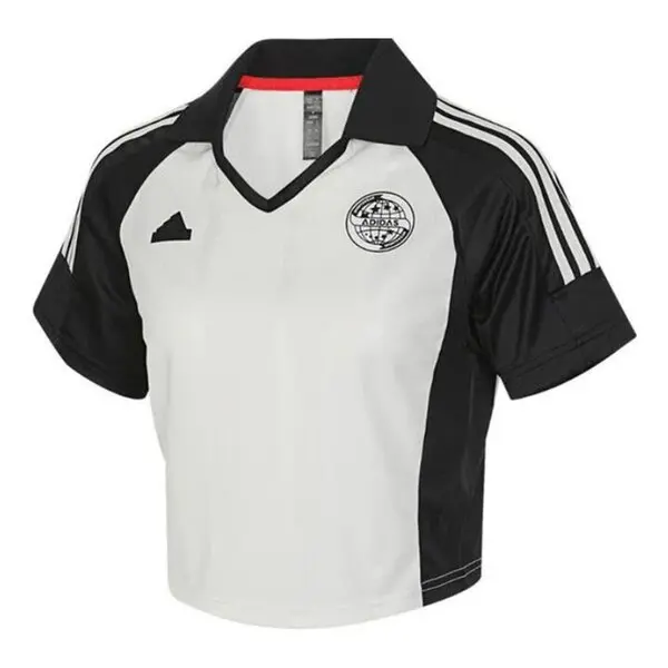 Adidas Colorblock Letter Fashion Polo Shirt Asia Sizing 'white Black - White/black