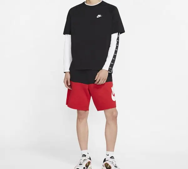 Nike Color Block Logo Sports Shorts - Blackred