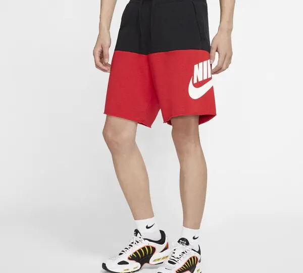 Nike Color Block Logo Sports Shorts - Blackred