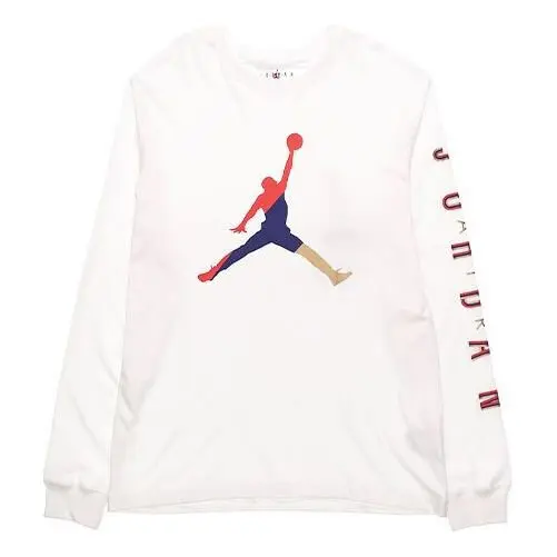 JORDAN Long Sleeve Crewneck Graphic T-shirt - White