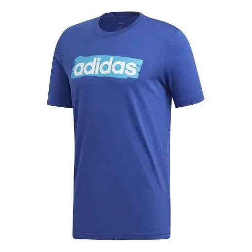 Adidas Alphabet Logo Printing Sports Short Sleeve - Blue