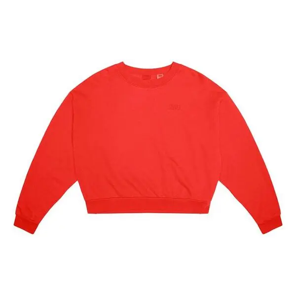 LEVI'S Round Neck Long Sleeve Hoodie - Red