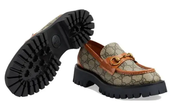 Gucci Gg Canvas Platform Loafers With Horsebit Detail