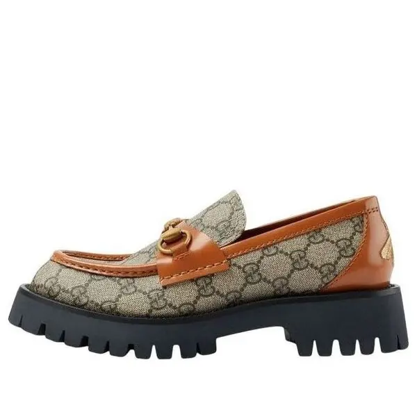 Gucci Gg Canvas Platform Loafers With Horsebit Detail - Brown/beige/ebony