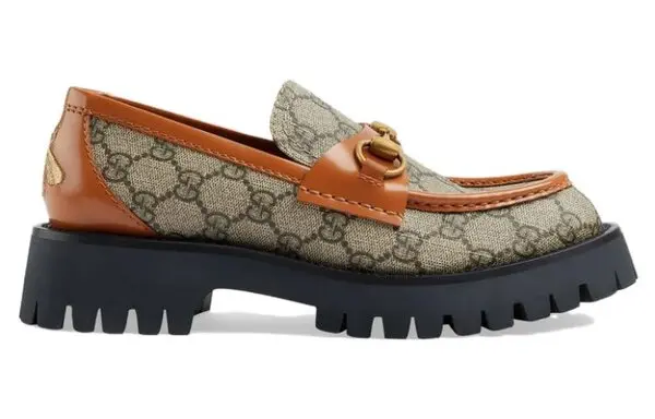 Gucci Gg Canvas Platform Loafers With Horsebit Detail