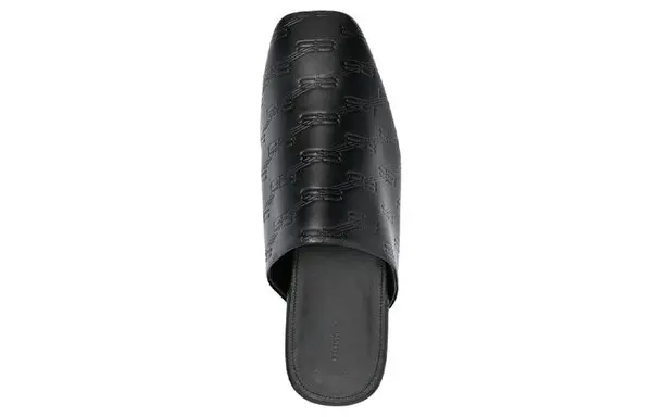 Balenciaga Embossed Leather Bb Mules