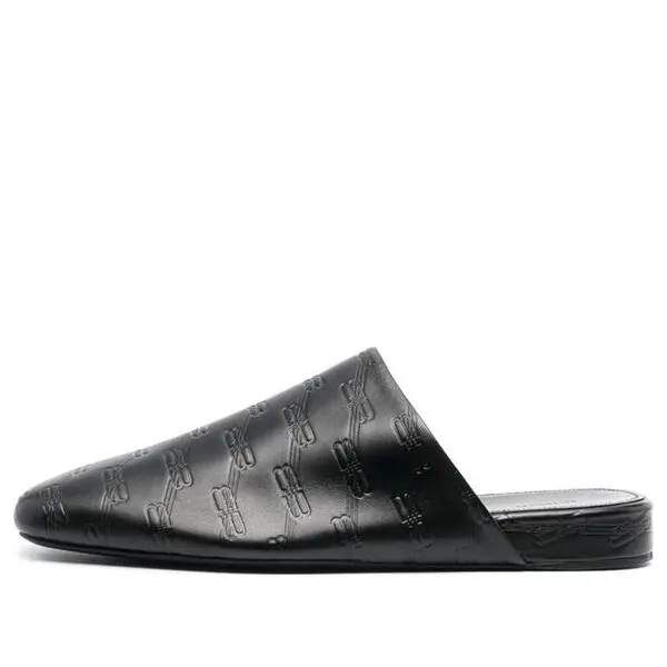 Balenciaga Embossed Leather Bb Mules