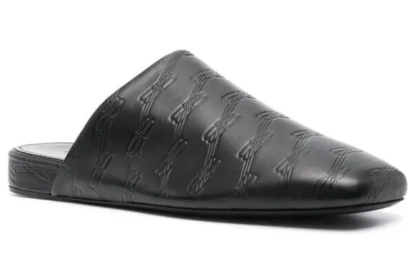 Balenciaga Embossed Leather Bb Mules