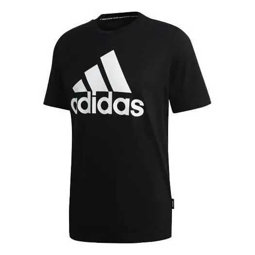 Adidas Mh Bos Tee Contrasting Colors Large Logo Sports Round Neck Short Sleeve - Black