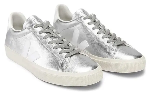 VEJA Campo Chromefree Lace-up Sneakers - Silver/white