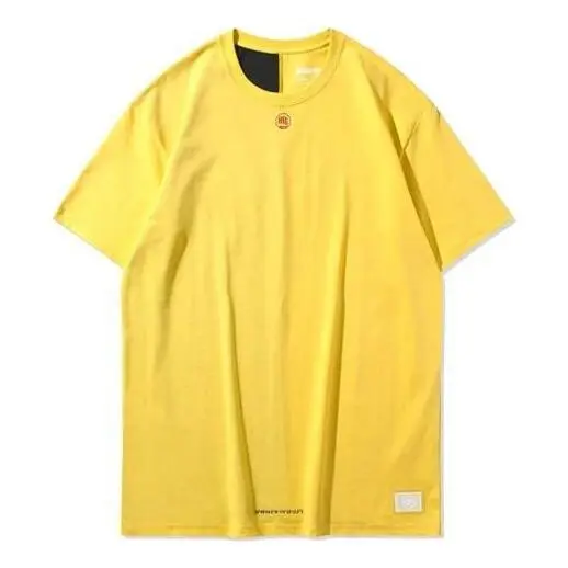 LI-NING Badfive Basketball Series Contrasting Colors Short Sleeve 'yellow - Yellow/black