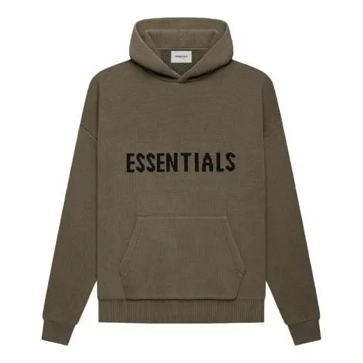 Fear Of God Knit Logo Hoodie - Brown