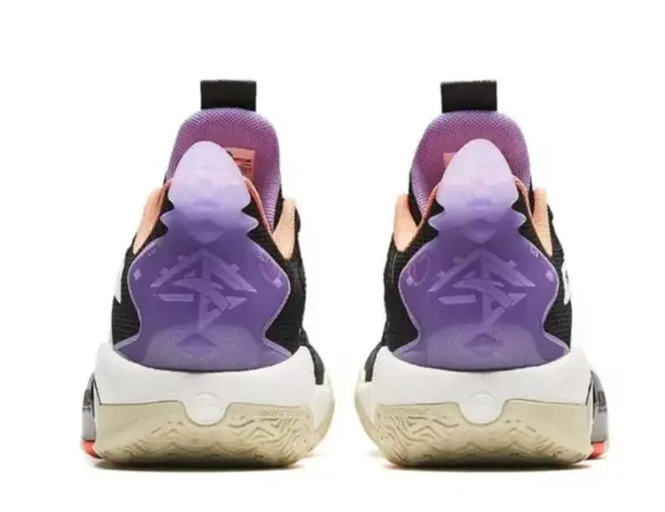 ANTA Shock Wave 5 Team V2 Athletic Sneakers - Black/beige/purple