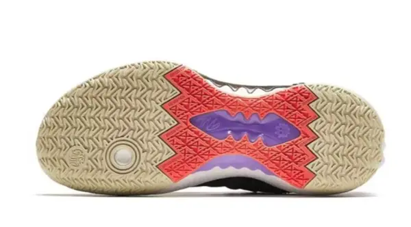 ANTA Shock Wave 5 Team V2 Athletic Sneakers - Black/beige/purple