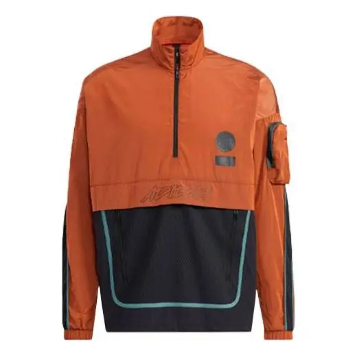 Adidas Ub Wb Anorak Casual Sports Colorblock Stand Collar Jacket - Orange