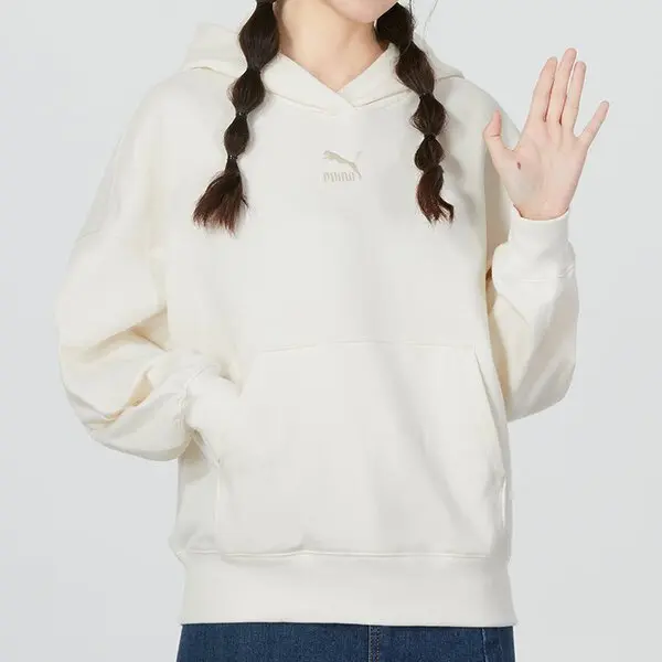 PUMA Classic Oversized Hoodie - White/grey