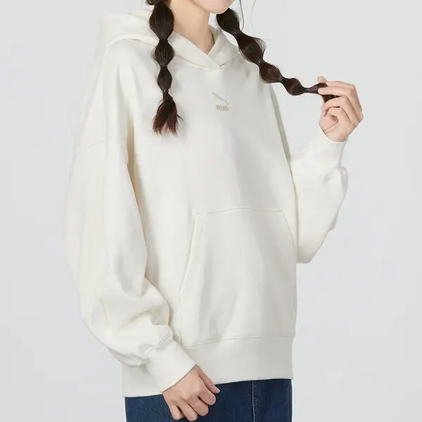 PUMA Classic Oversized Hoodie - White/grey