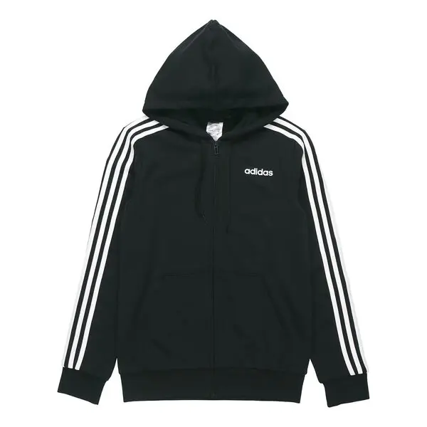 Adidas Knit Zipper Jacket With Logo And Sporty Stripes - Black