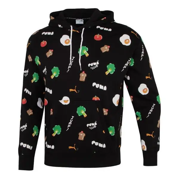 PUMA Graphic Print Pullover Hoodie - Black