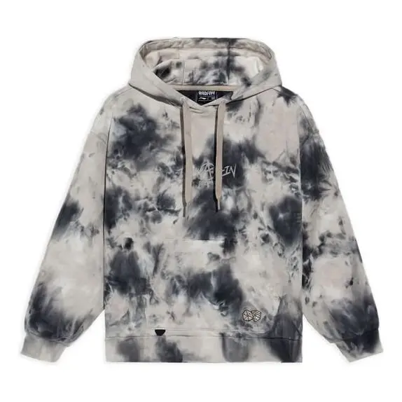 LI-NING Badfive Sports Basketball Series Tie Dye Loose Hoodie - Black/grey