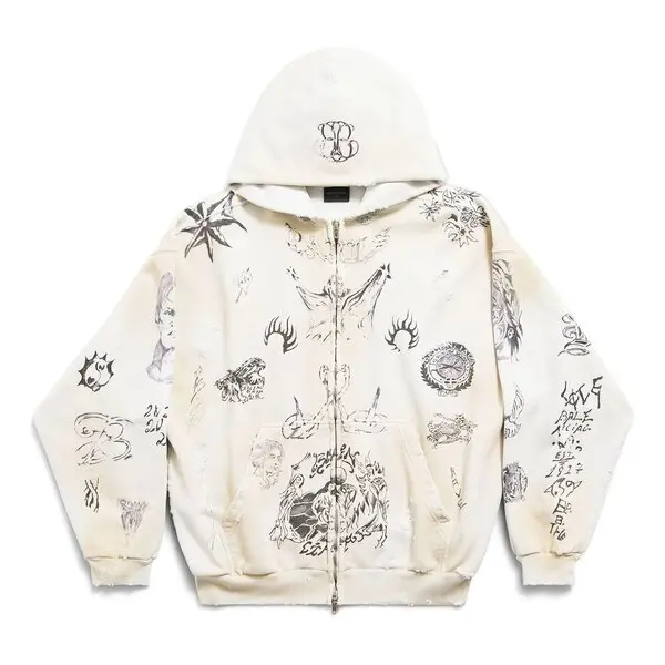 Balenciaga Tat Zip-up Hoodie
