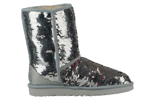 UGG Classic Short Sequin Boots - Silver