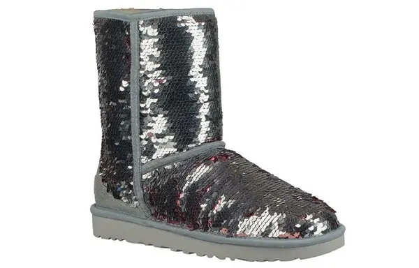 UGG Classic Short Sequin Boots - Silver